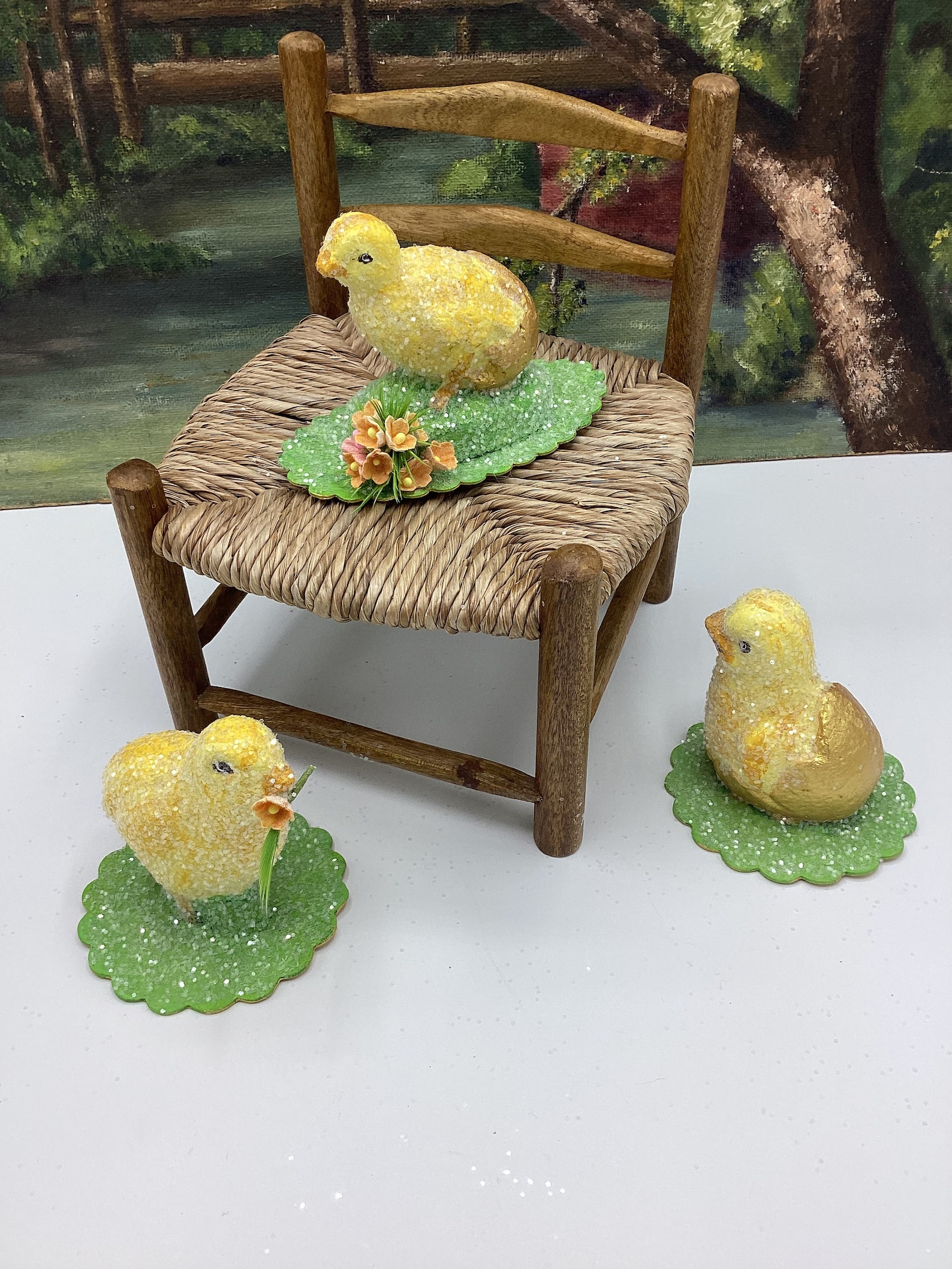 Barnyard Chicks Paper Mache Spring Decoration Easter Decoration ...