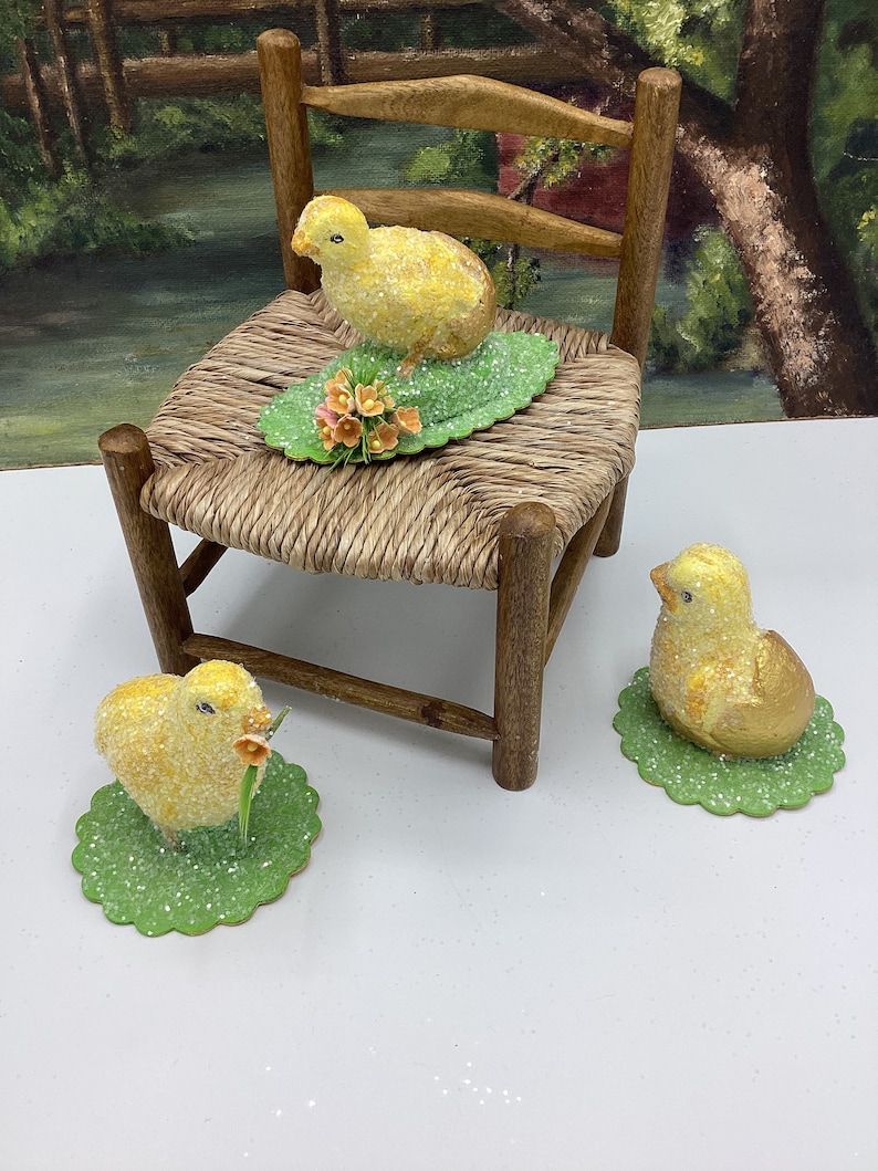 Barnyard Chicks Paper Mache Spring Decoration Easter Decoration ...
