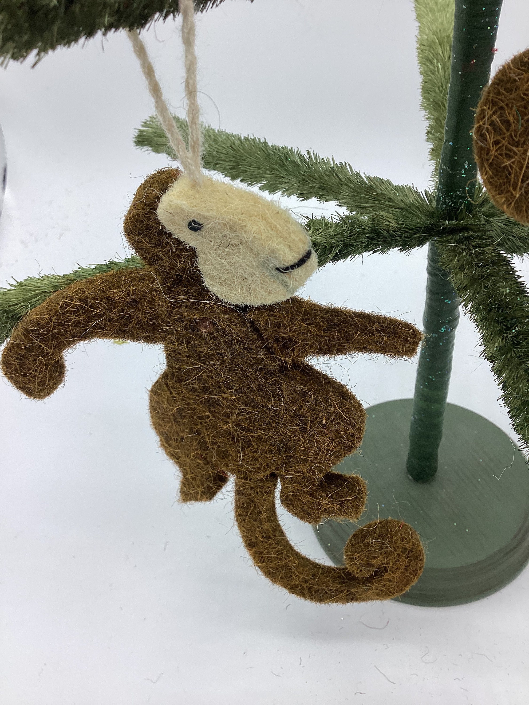 Felted Wool Monkey Christmas Ornament Vintage Midwest of Cannon Falls ...