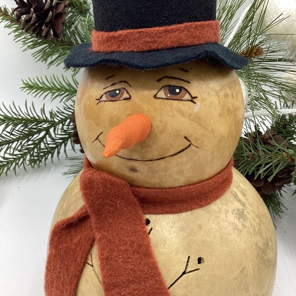 Snowman Gourd Decoration - Etsy
