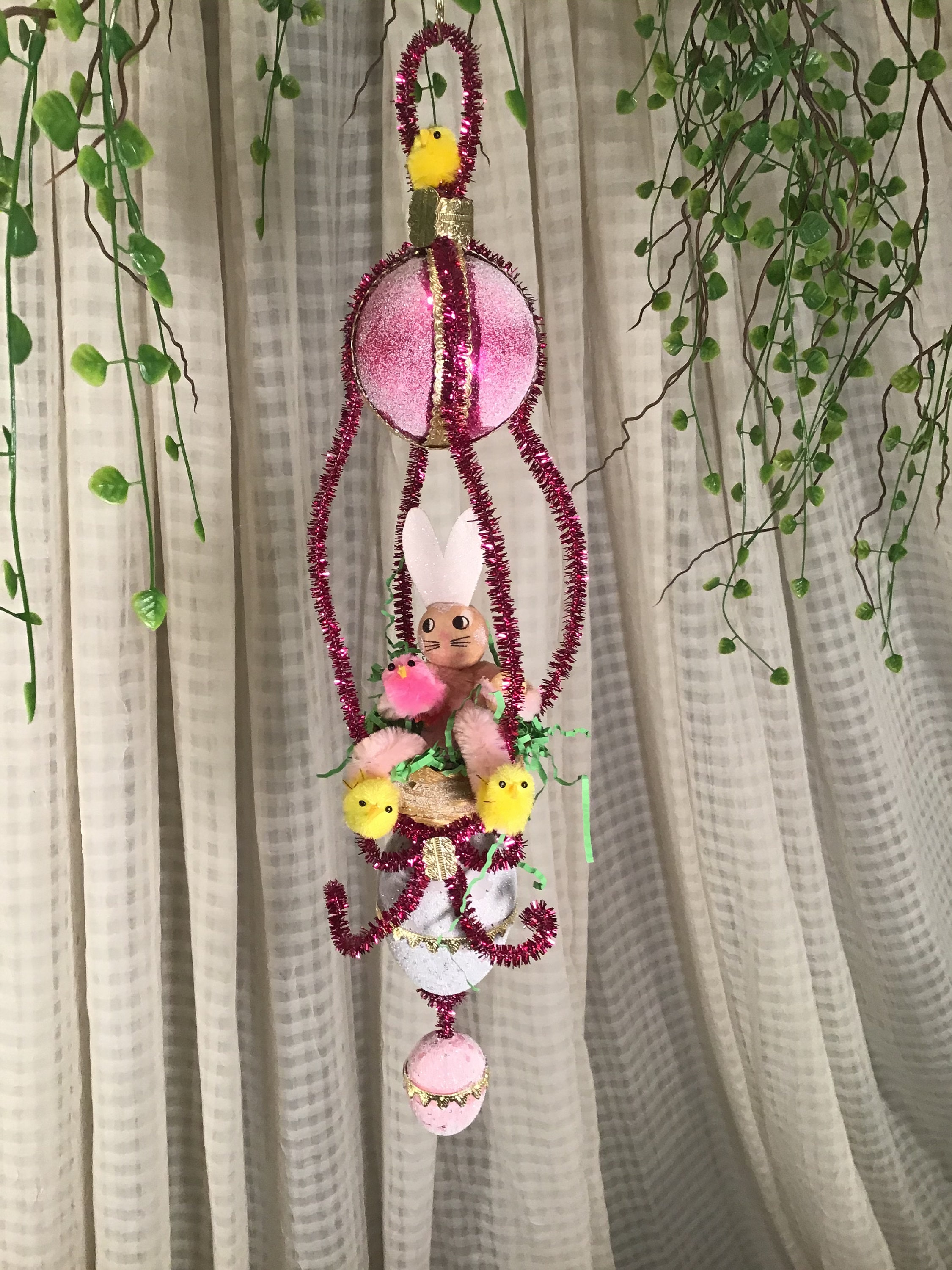 Dresden Trims Easter Ornament With Bump Chenille Bunny With | Etsy