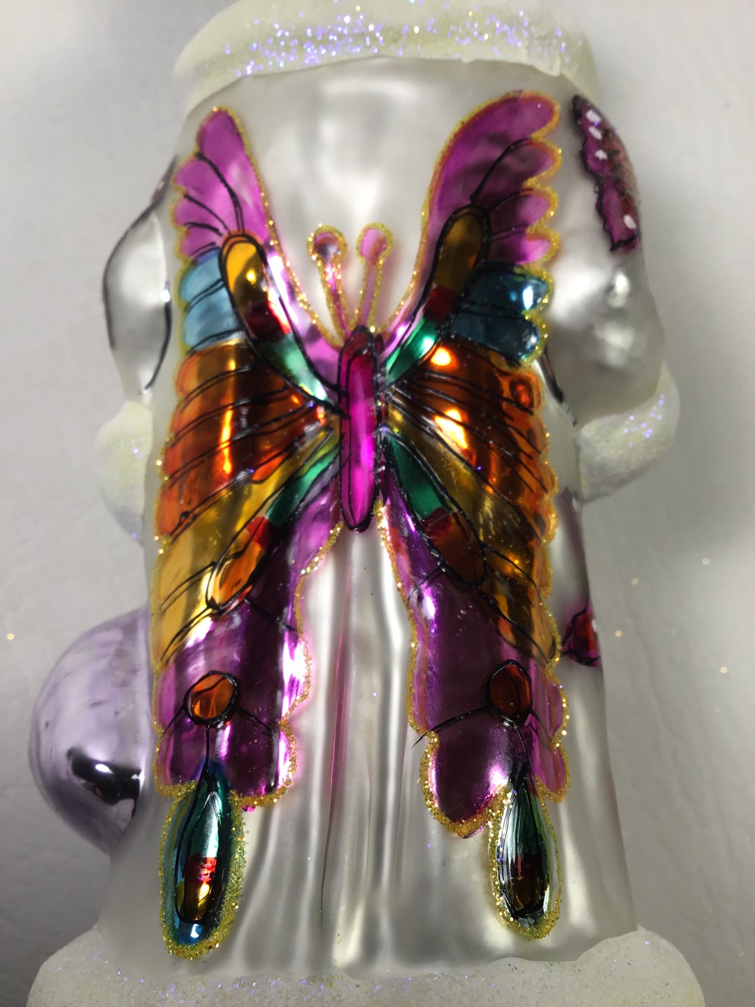 Christopher Radko Vintage “butterfly Santa” Handblown Glass Ornament ...