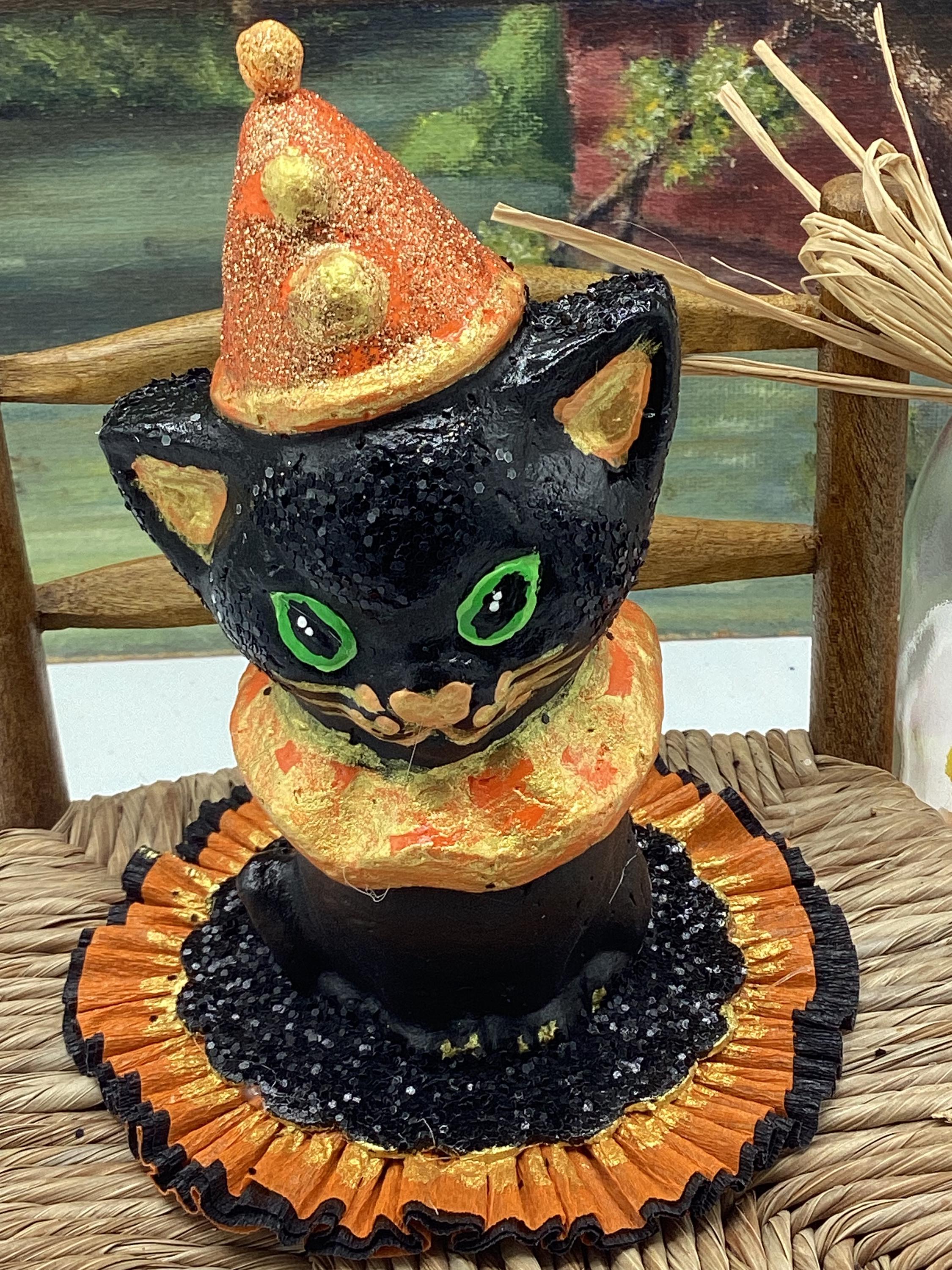 Black Cat “party Pierrot Clown” Collectible Vintage Style Hand Painted ...