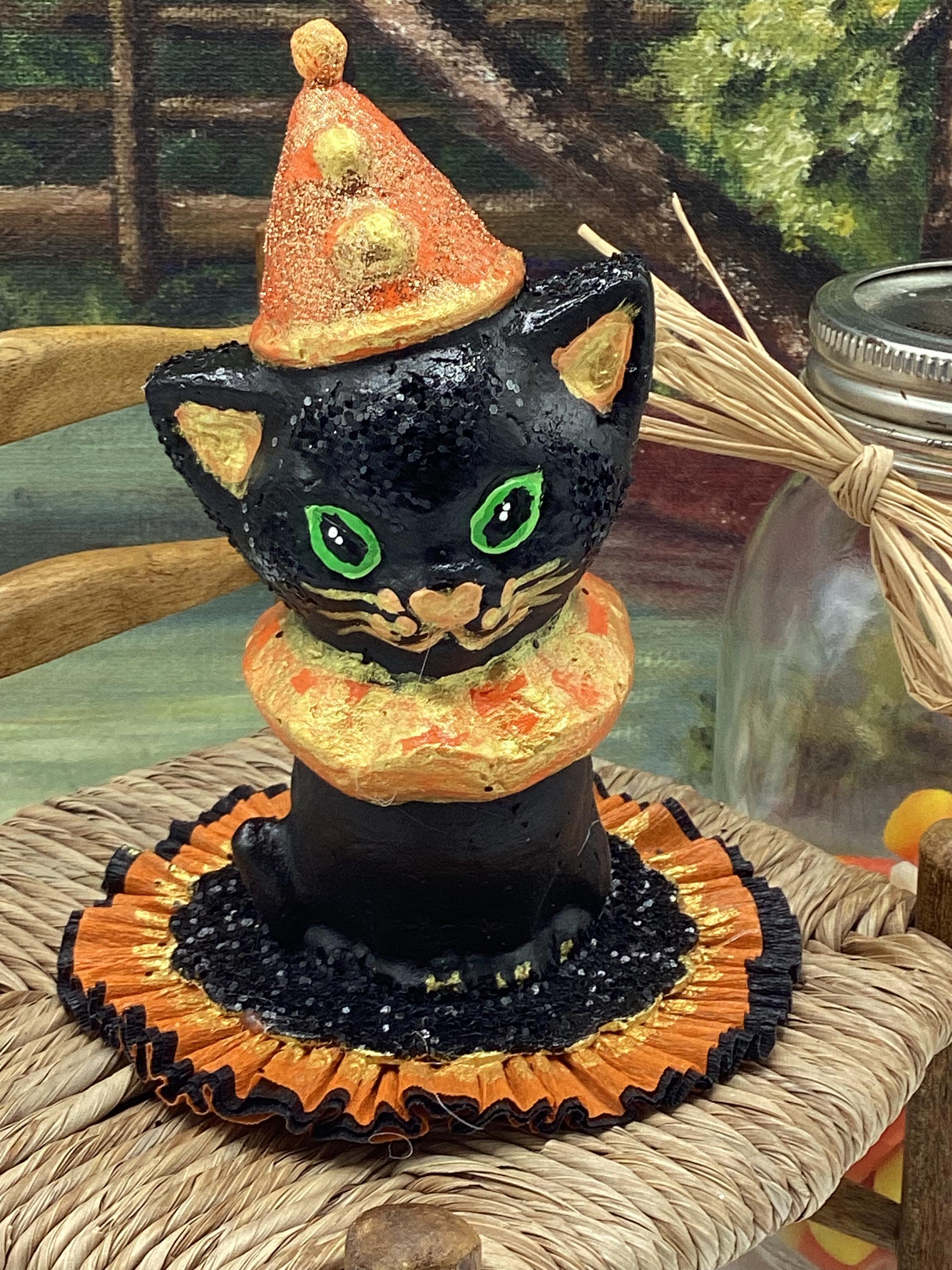 Black Cat “party Pierrot Clown” Collectible Vintage Style Hand Painted ...