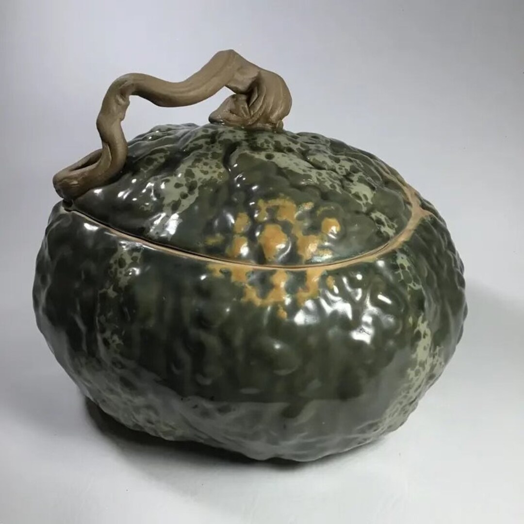 Vintage Patricia Garrett Handmade American Pottery Kabocha Japanese Pumpkin Serving Bowl With ...