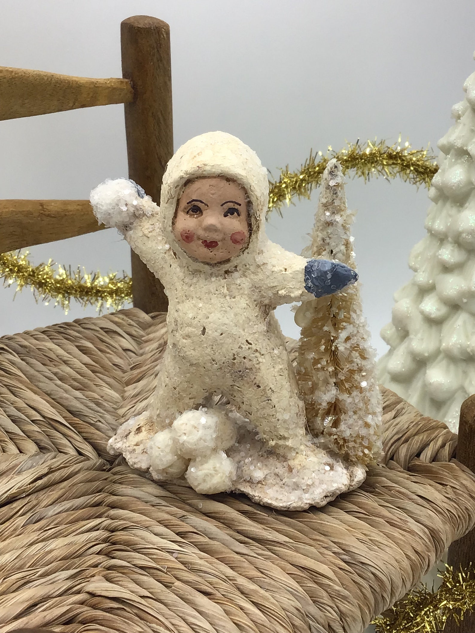 Teena Flanner Original “ Snowball Baby “ Vintage Paper Mache - Etsy