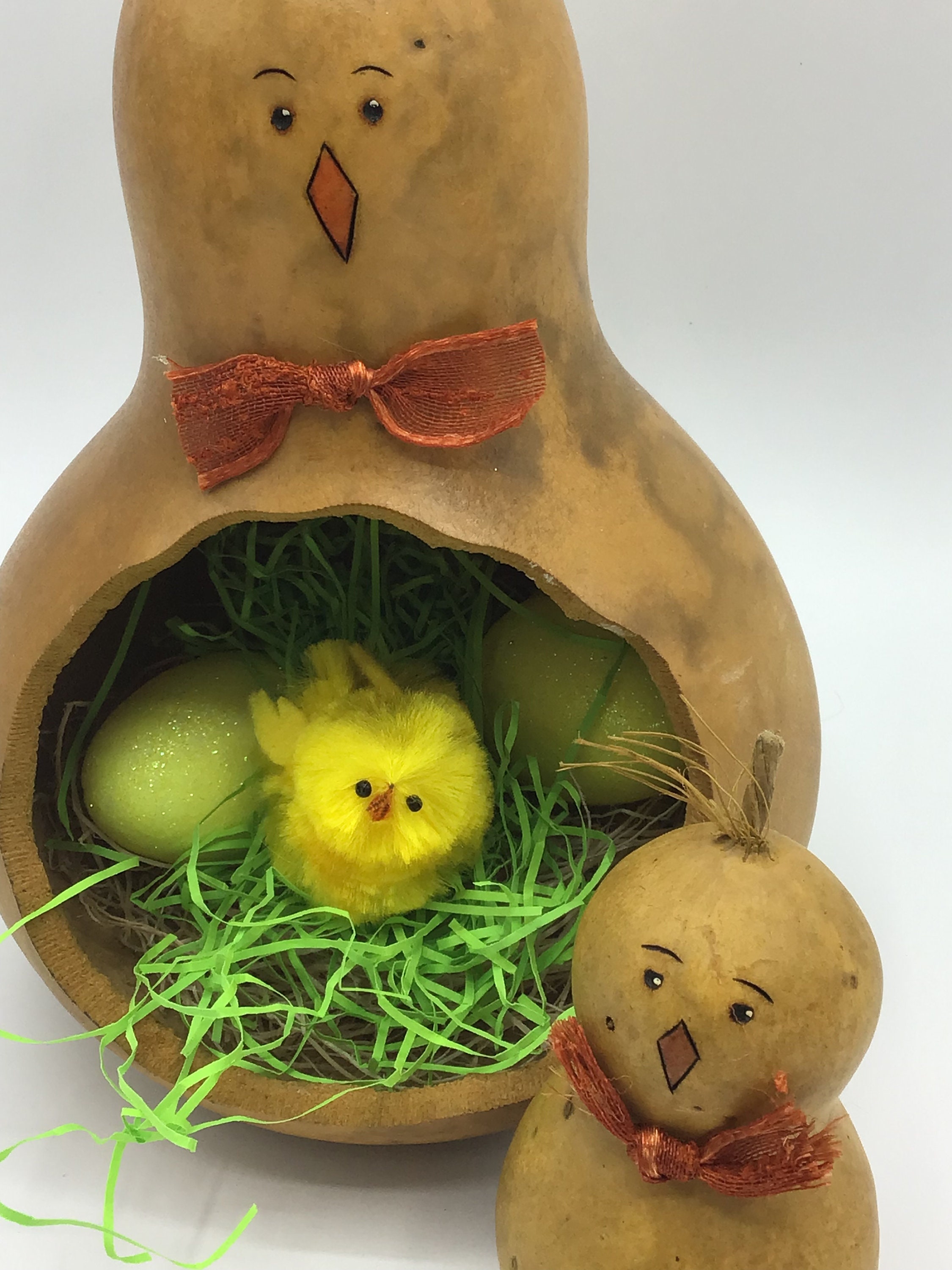 Easter Diorama in A Natural Dried Gourd With Chickie Baby Gourd - Etsy