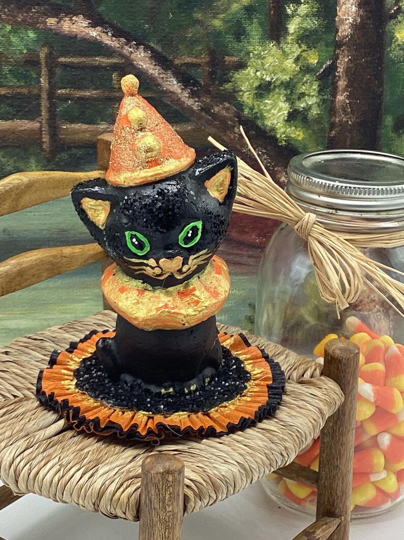 Black Cat “party Pierrot Clown” Collectible Vintage Style Hand Painted ...