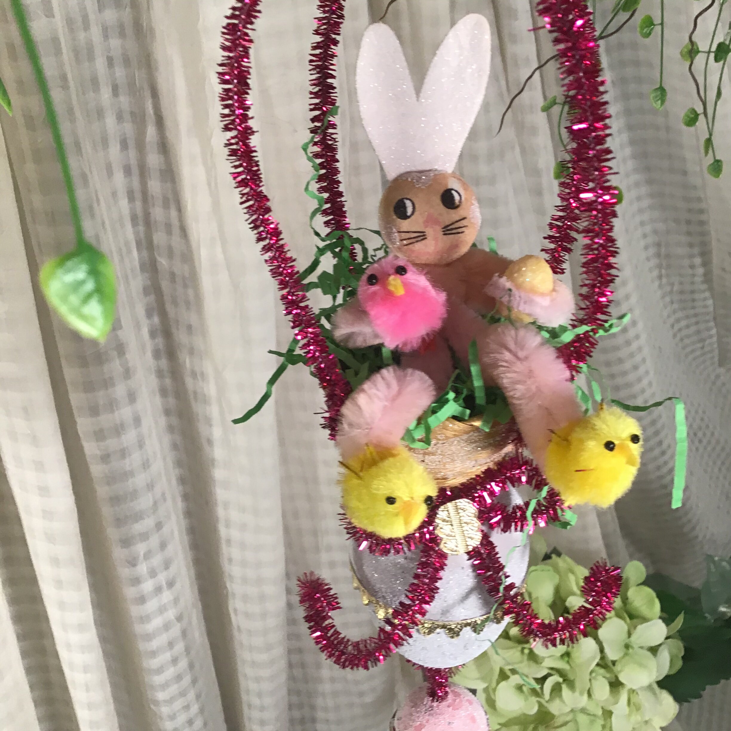 Dresden Trims Easter Ornament With Bump Chenille Bunny With | Etsy
