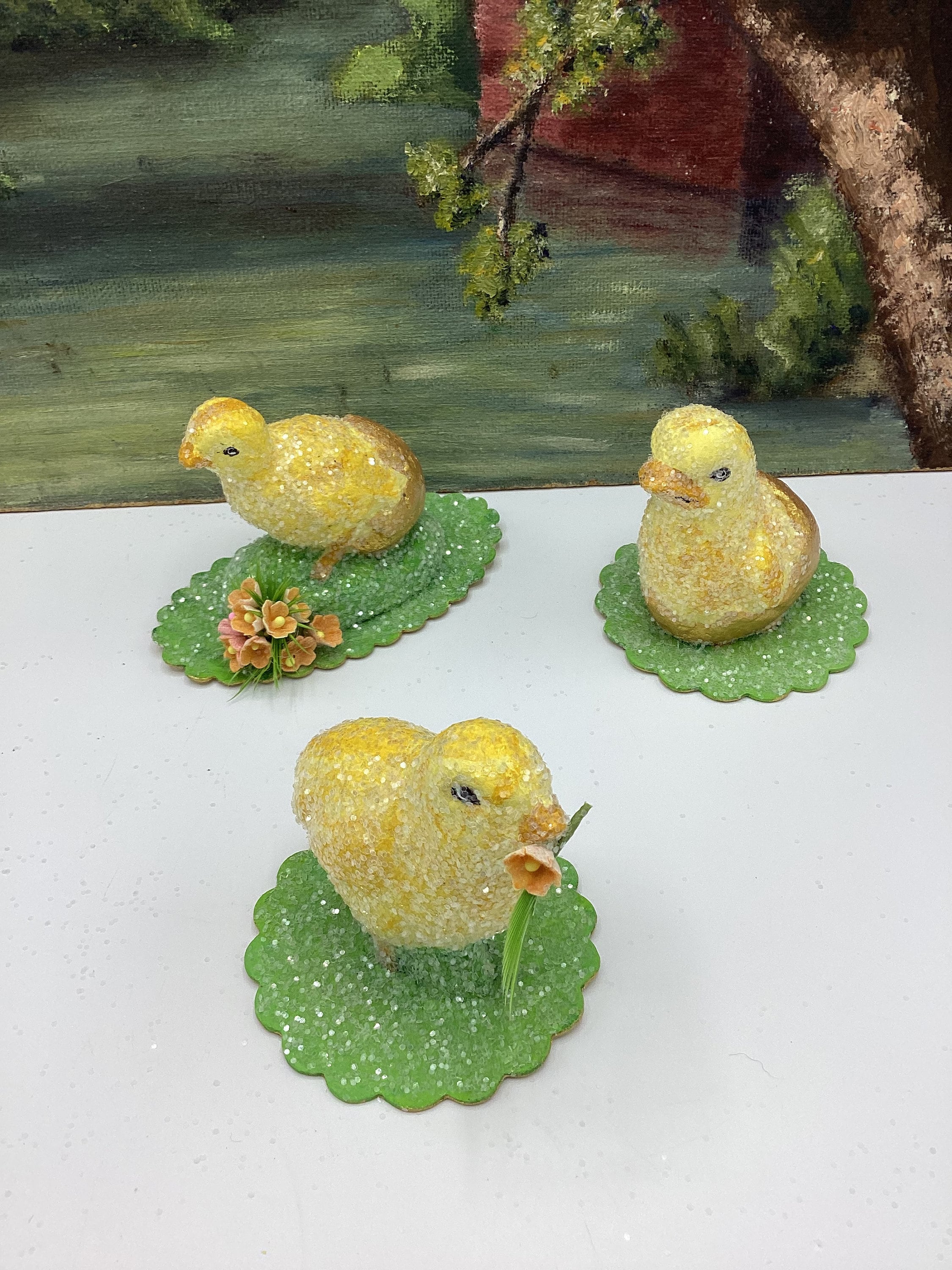 Barnyard Chicks Paper Mache Spring Decoration Easter Decoration ...