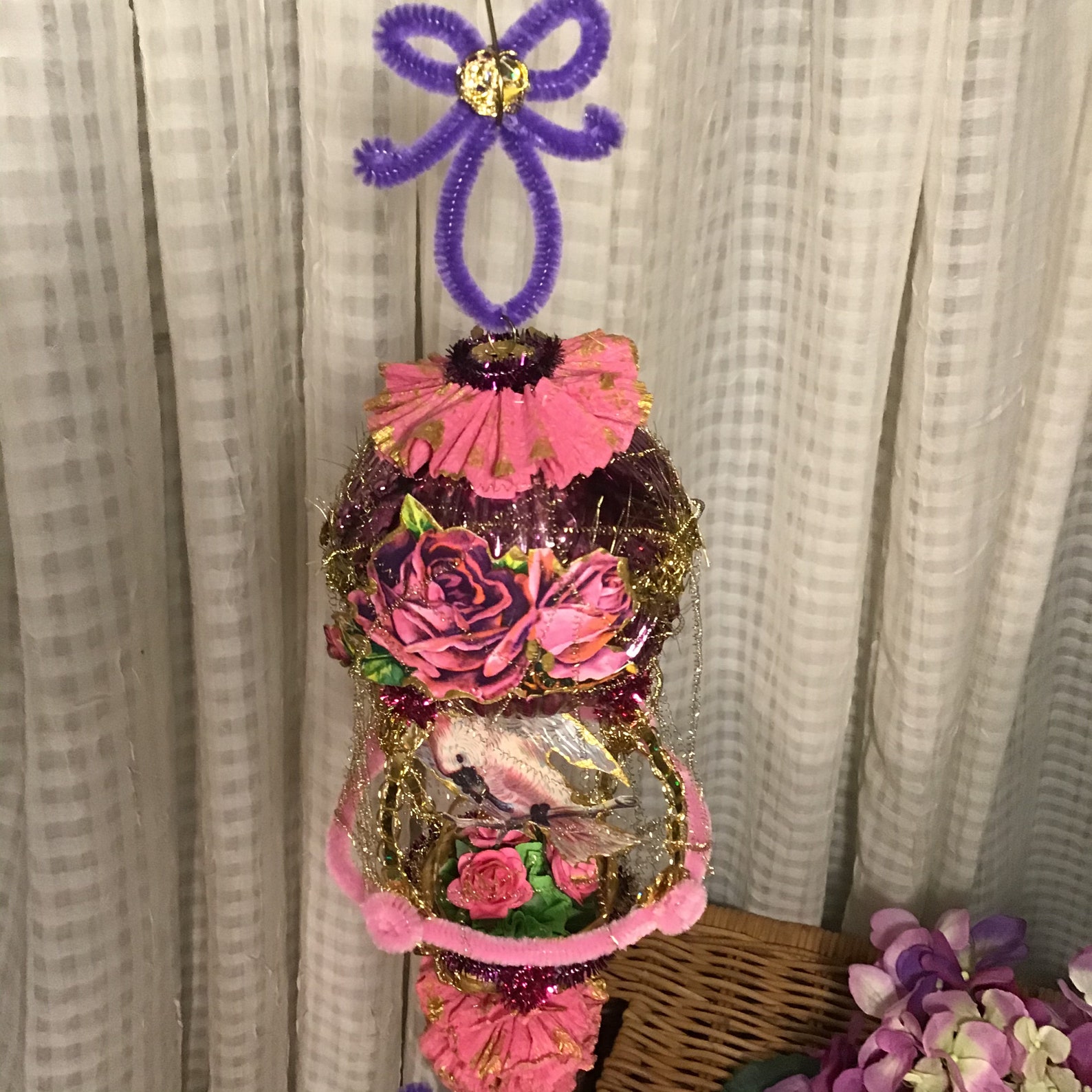 Victorian Dresden Valentine / Spring Ornament Fauna and Flora - Etsy