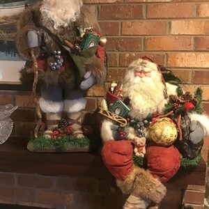 Pair of Vintage Santas by Brian Kidwell “the Toy Maker” Handmade in ...