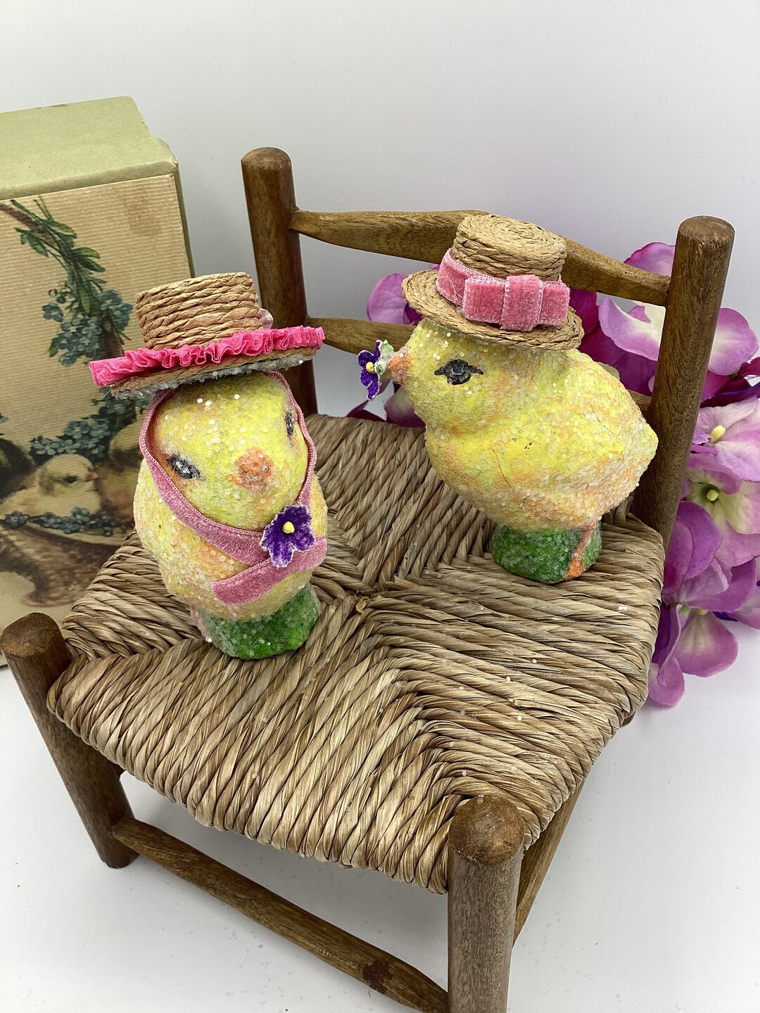 Spring Chick Couple Vintage Style Paper Mache Moulded in Vintage ...