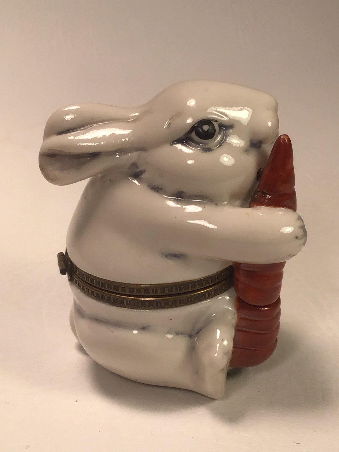 Vintage Bunny Porcelain Trinket Box Studio USA - Etsy