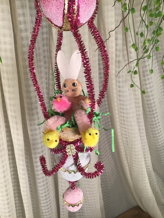 Dresden Trims Easter Ornament With Bump Chenille Bunny With | Etsy