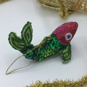 Koi Fish Vintage Christmas Ornament of Glass Beads and Sequins - Etsy