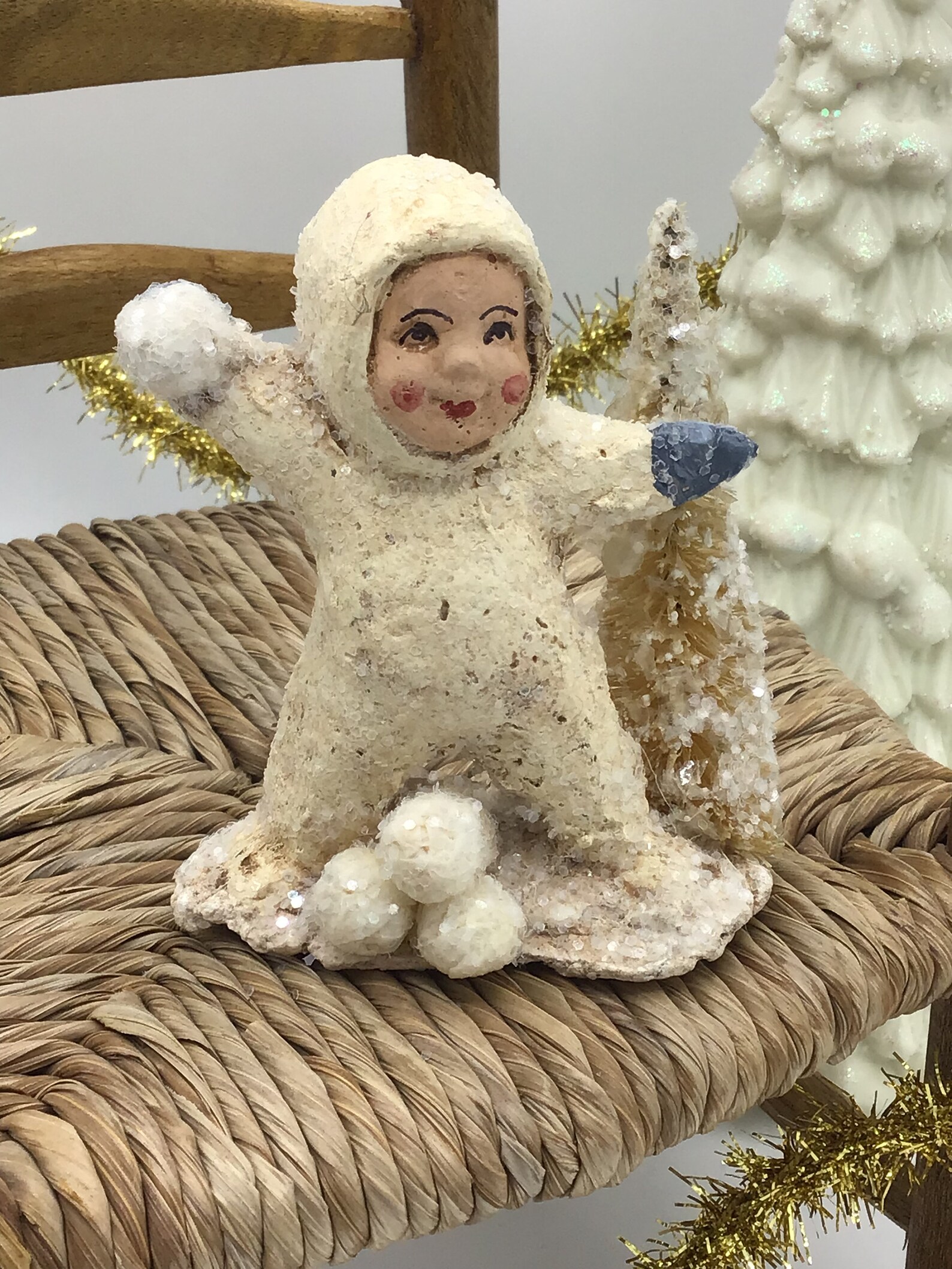 Teena Flanner Original “ Snowball Baby “ Vintage Paper Mache - Etsy