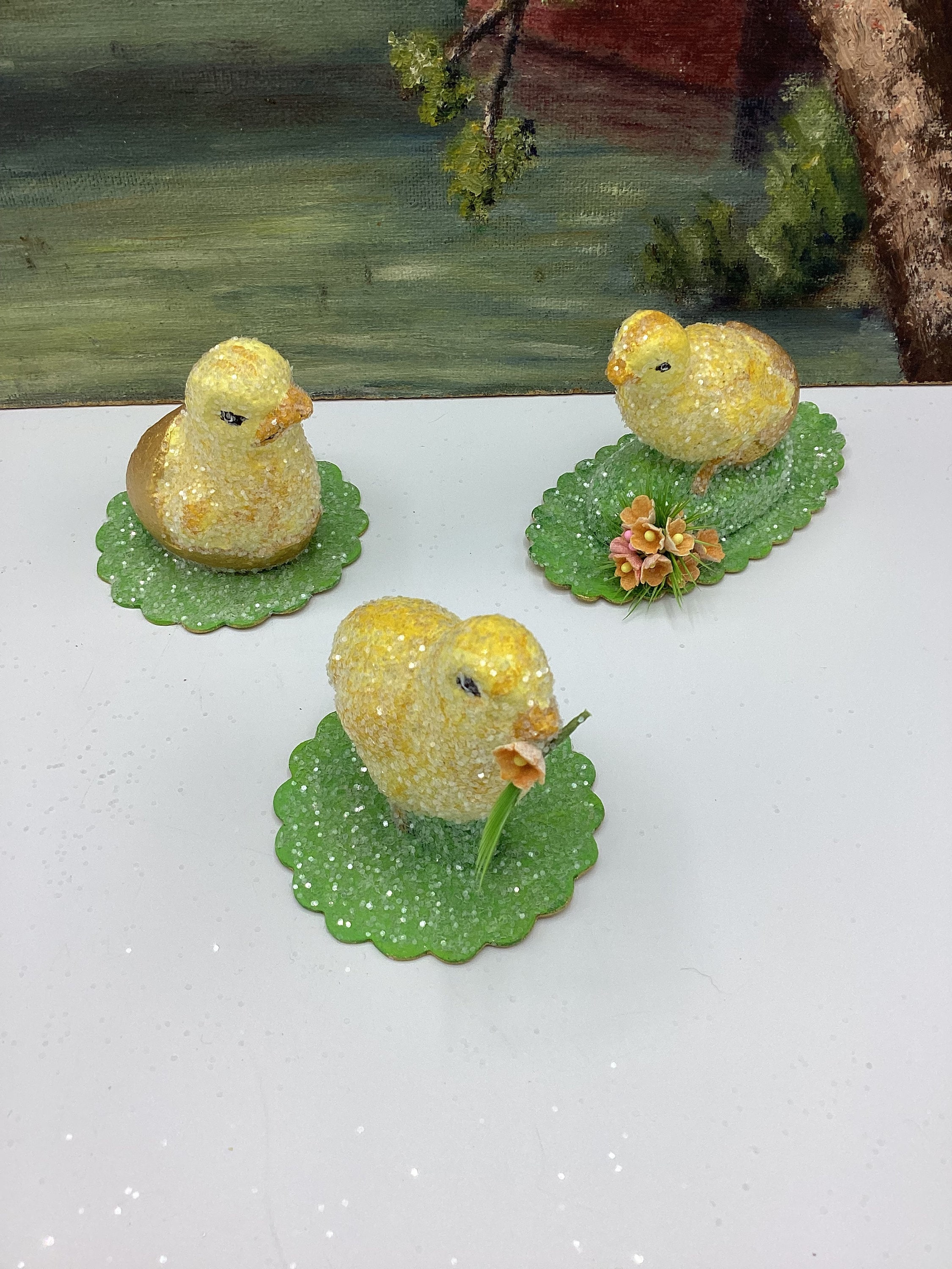 Barnyard Chicks Paper Mache Spring Decoration Easter Decoration ...