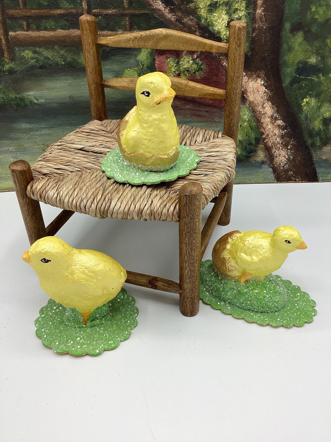 Spring Chicks Paper Mache Easter Decor Spring Decor Handmade ...