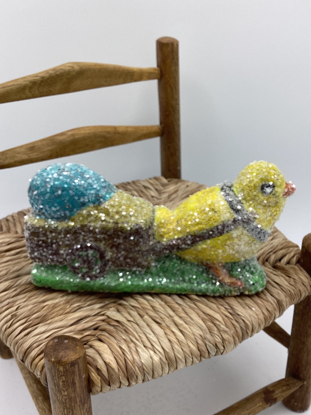Easter Chick Decoration Chick Pulling Farm Cart With A Sparkling Blue ...