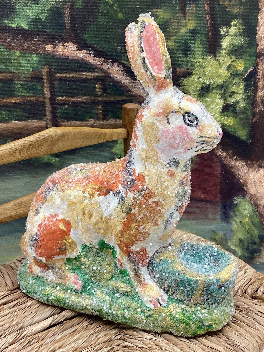 Rabbit Paper Mache Collectible OOAK Farmhouse Cottage Easter & Spring ...