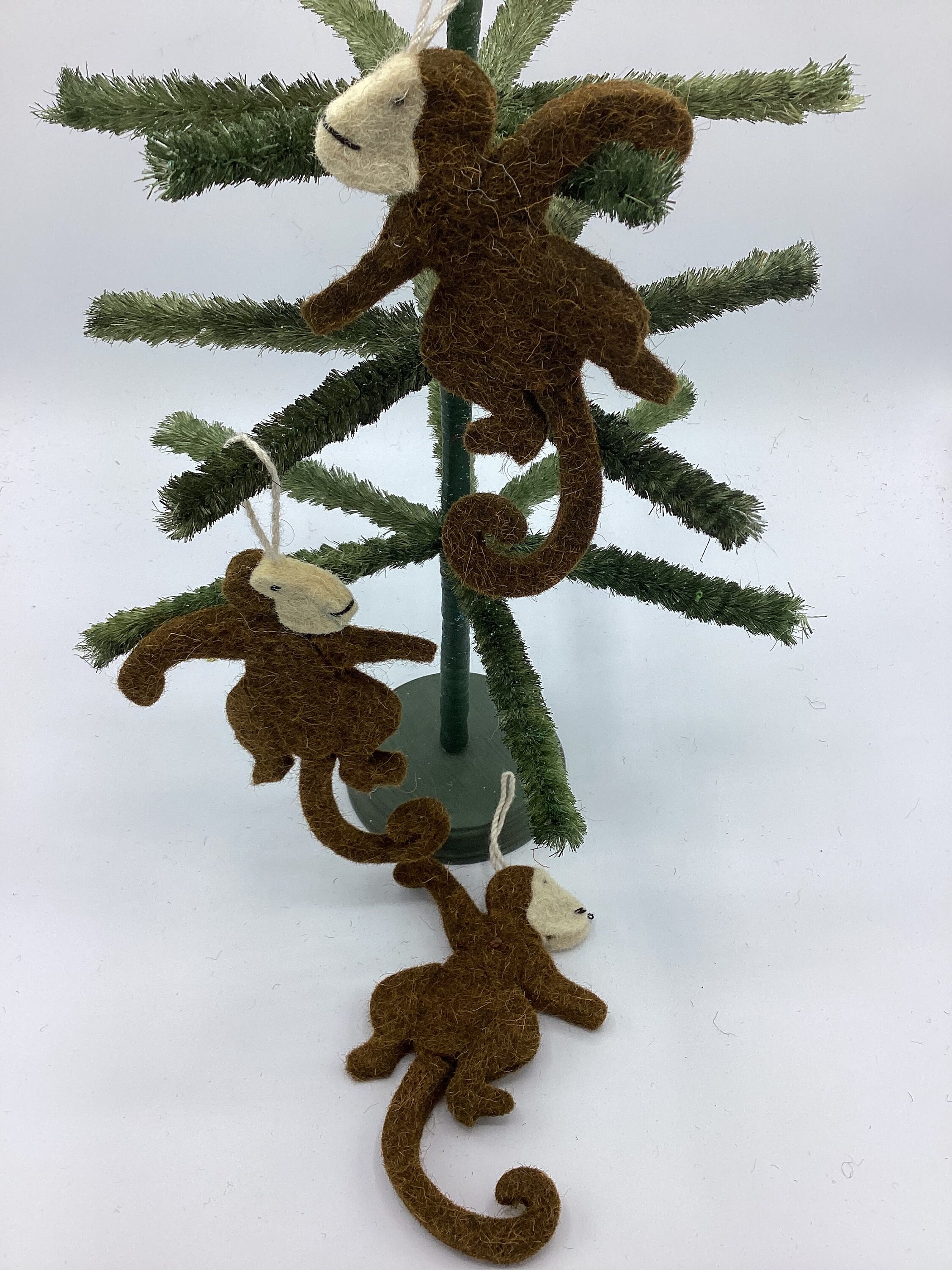 Felted Wool Monkey Christmas Ornament Vintage Midwest of Cannon Falls ...