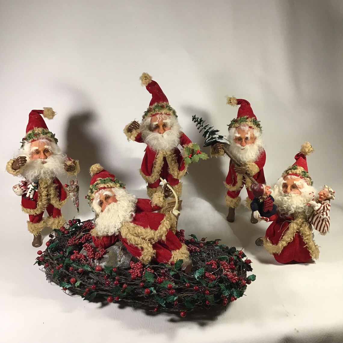 Set of 5 Drolleries Santa Elves by Deborah Henderson - Etsy
