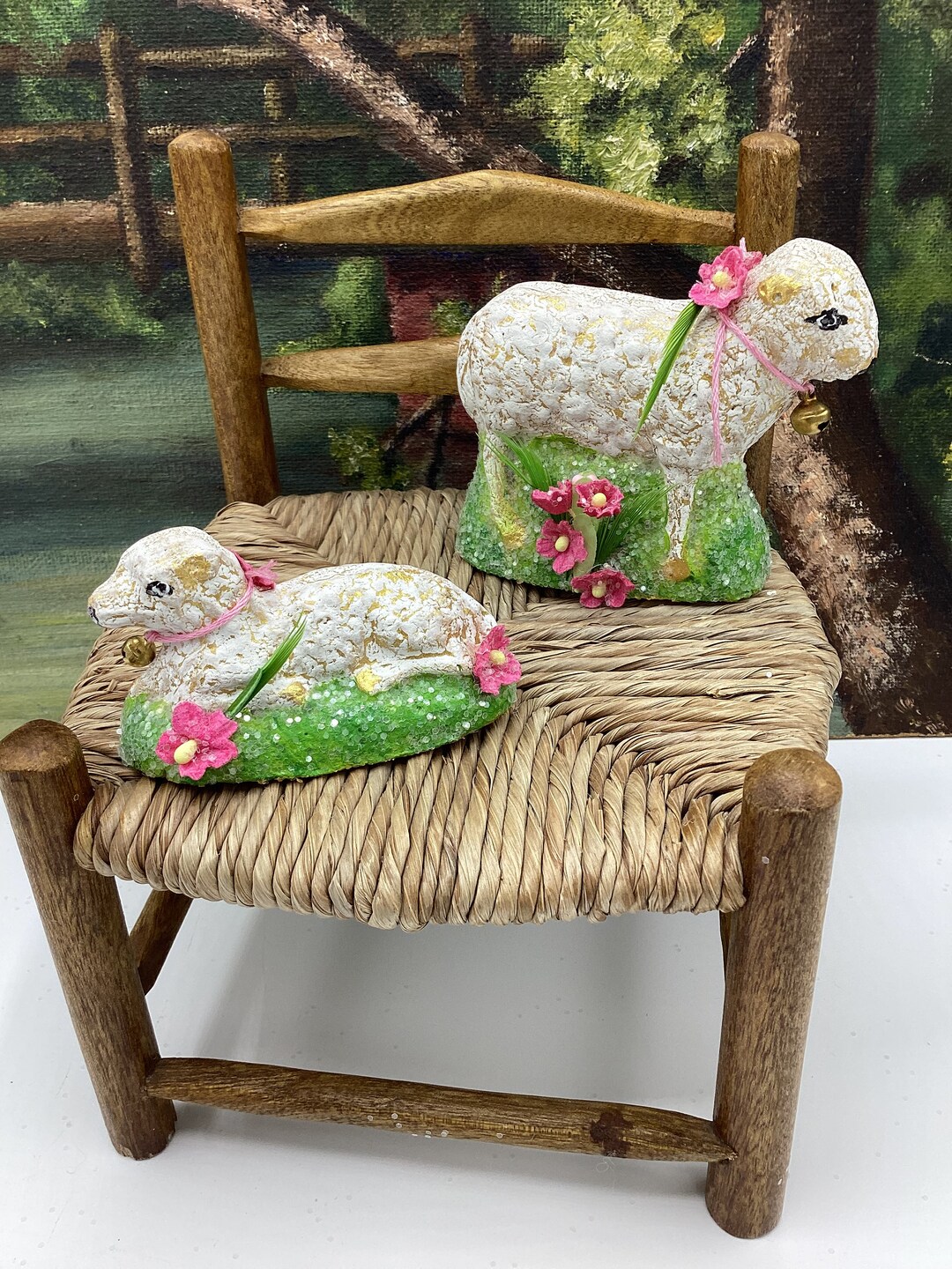 Spring Sheep Paper Mache Handmade Collectibles Spring and Easter Decor ...