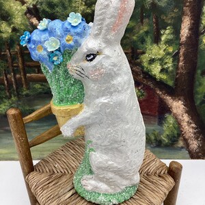 Spring Rabbit Bunny Blue Paper Mache Heirloom Quality OOAK - Etsy