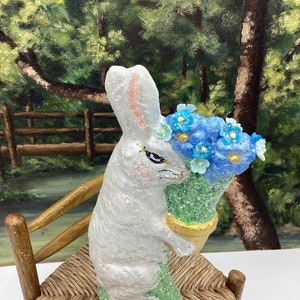 Spring Rabbit Bunny Blue Paper Mache Heirloom Quality OOAK - Etsy
