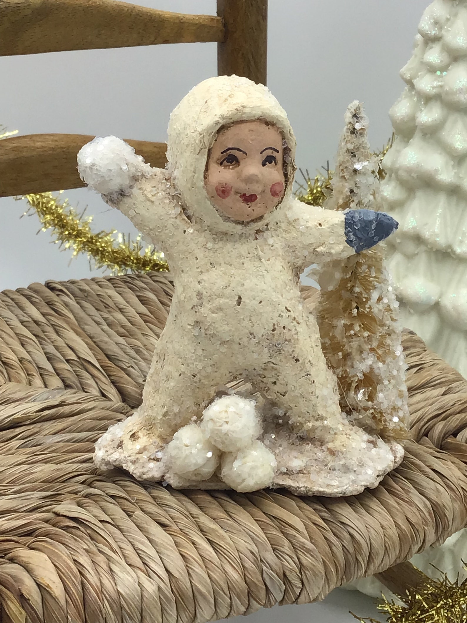 Teena Flanner Original “ Snowball Baby “ Vintage Paper Mache - Etsy
