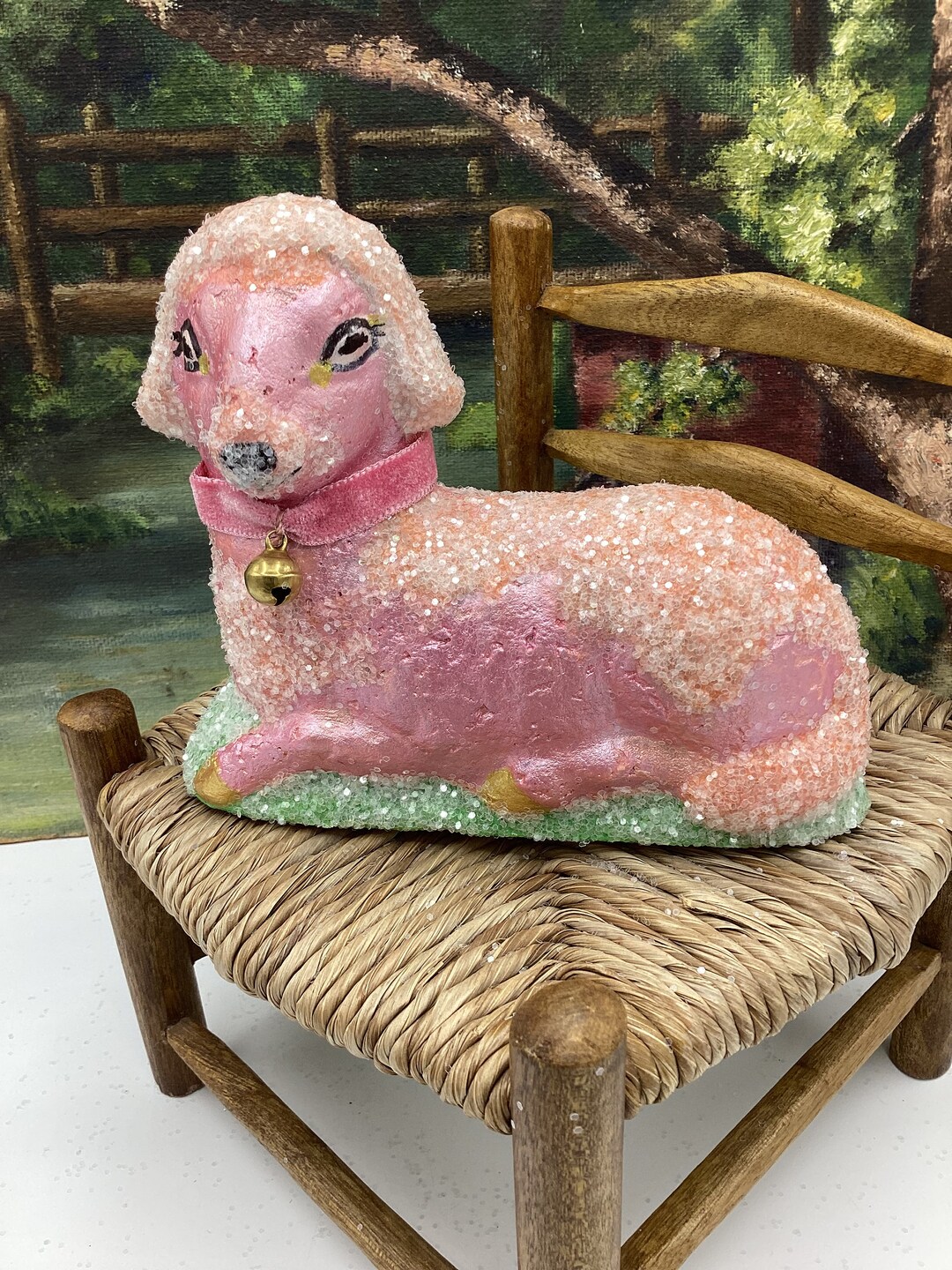 Spring Lamb Paper Mache OOAK Easter Decoration Collectible Heirloom ...