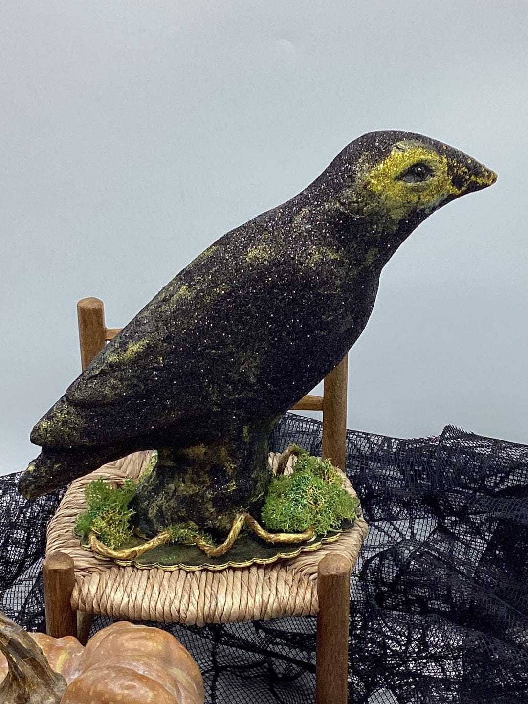 Raven of the Night Vintage Style Halloween Paper Mache Decoration ...