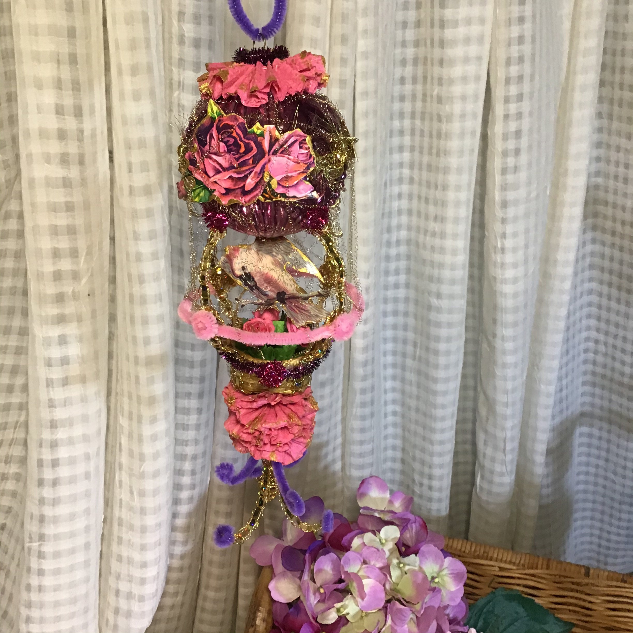 Victorian Dresden Valentine / Spring Ornament Fauna and Flora - Etsy