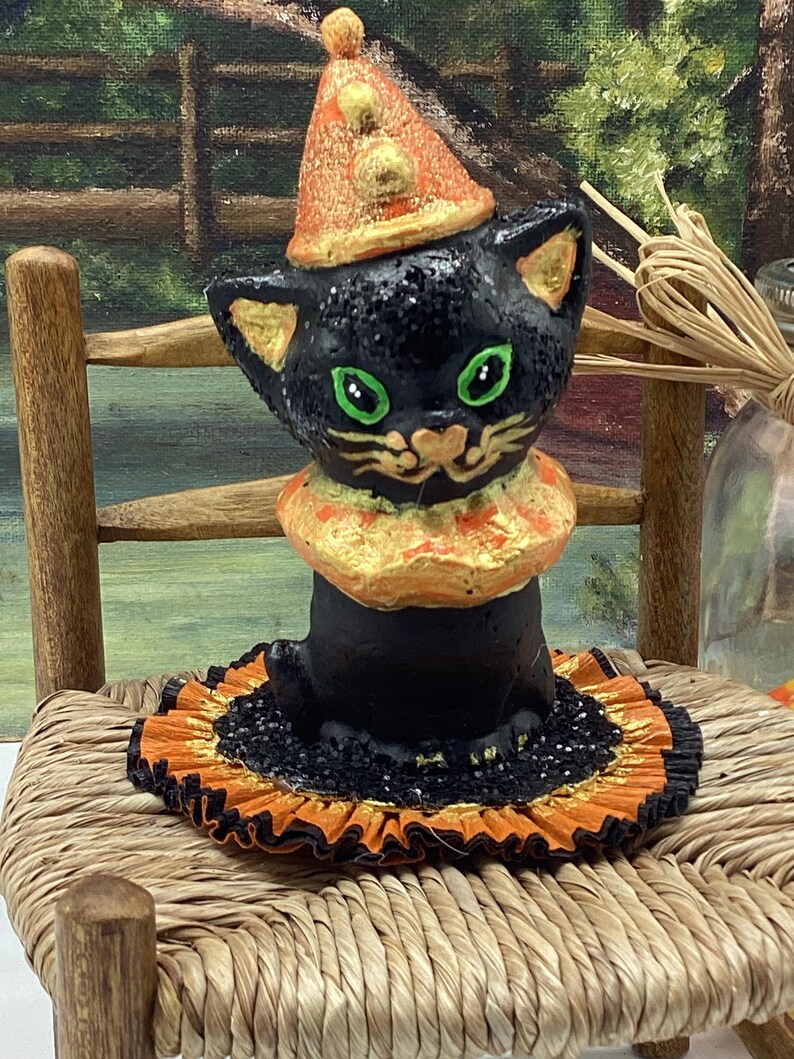 Black Cat “party Pierrot Clown” Collectible Vintage Style Hand Painted ...
