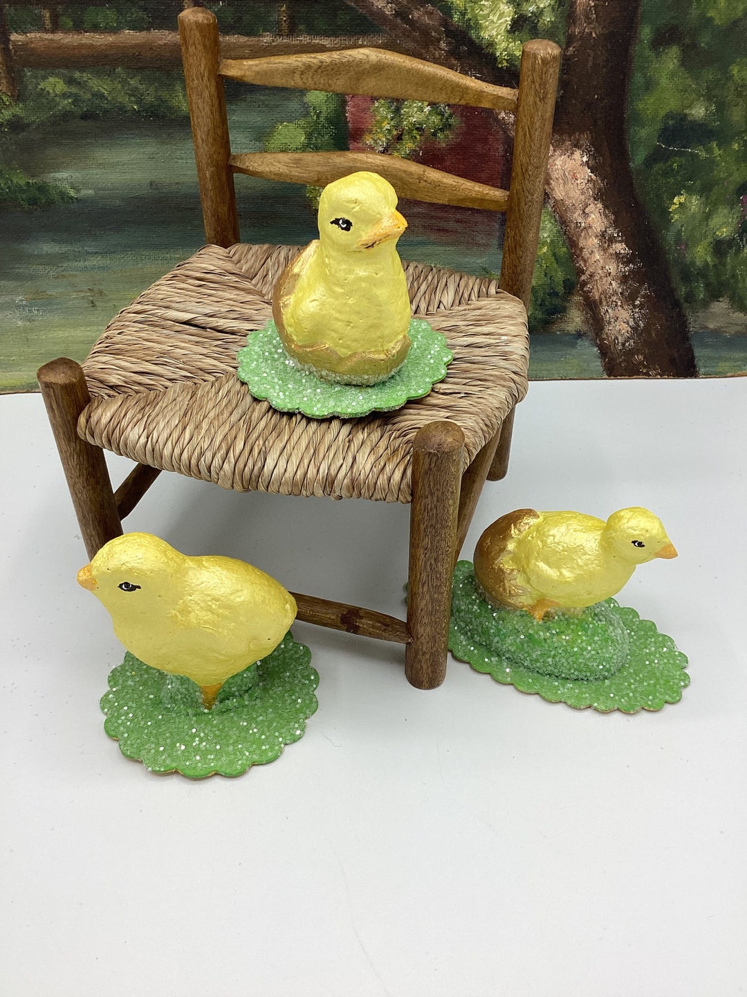 Spring Chicks Paper Mache Spring and Easter Decor OOAK Collectibles - Etsy