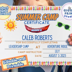 Printable Personalized Award, Kids Editable Certificate, Editable Class ...