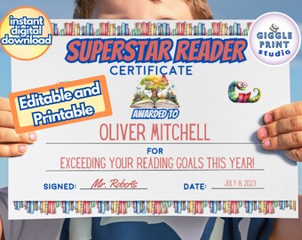 Printable Personalized Award, Kids Editable Certificate, Editable Class ...