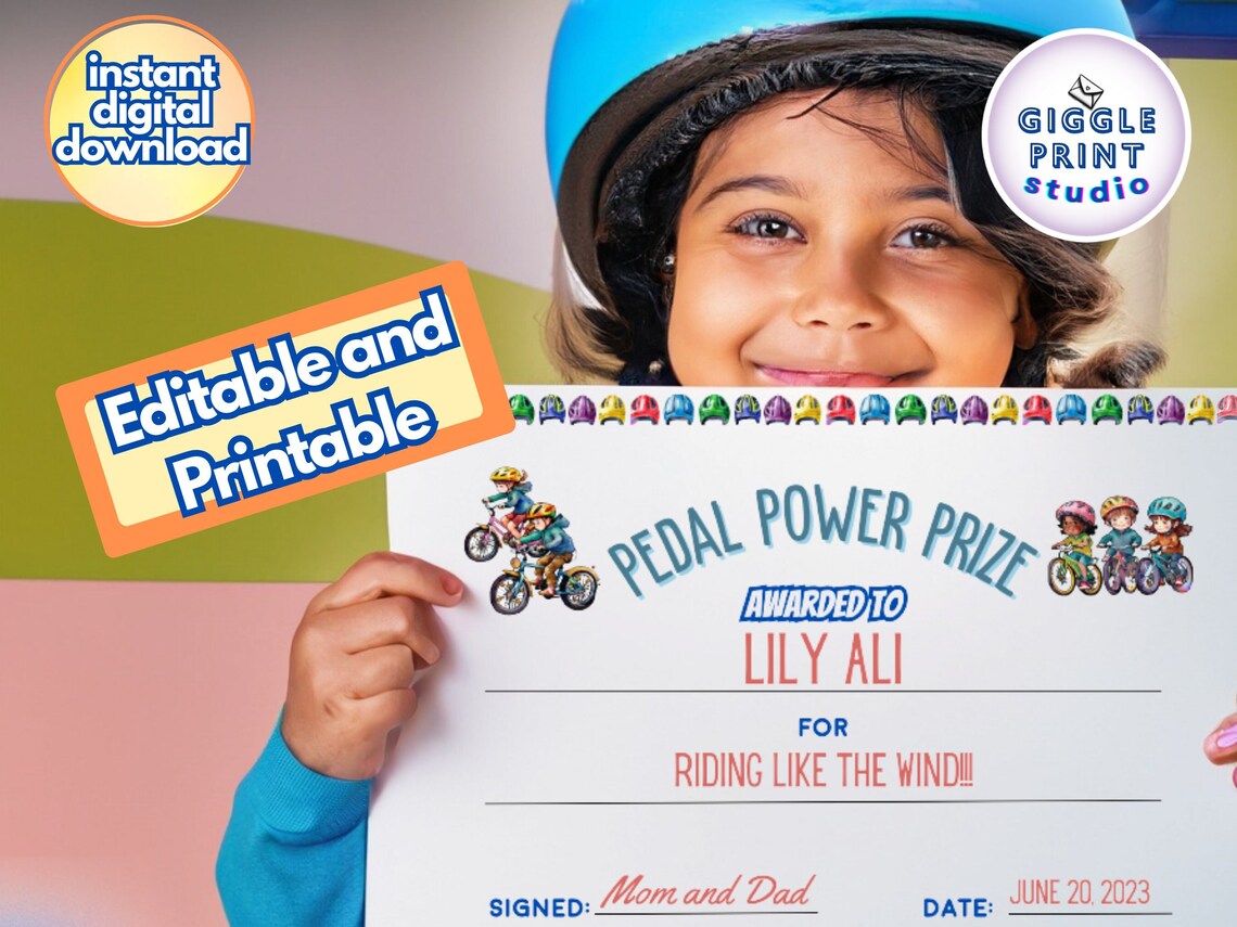 Editable Kids Achievement Certificate, Printable Award Certificate ...