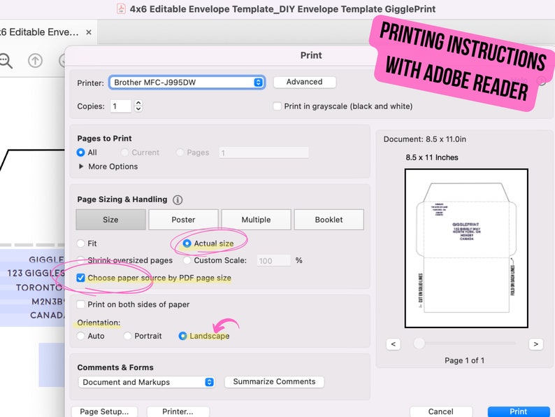 Editable Envelope Template | Custom Envelope Template | Printable 4x6 ...