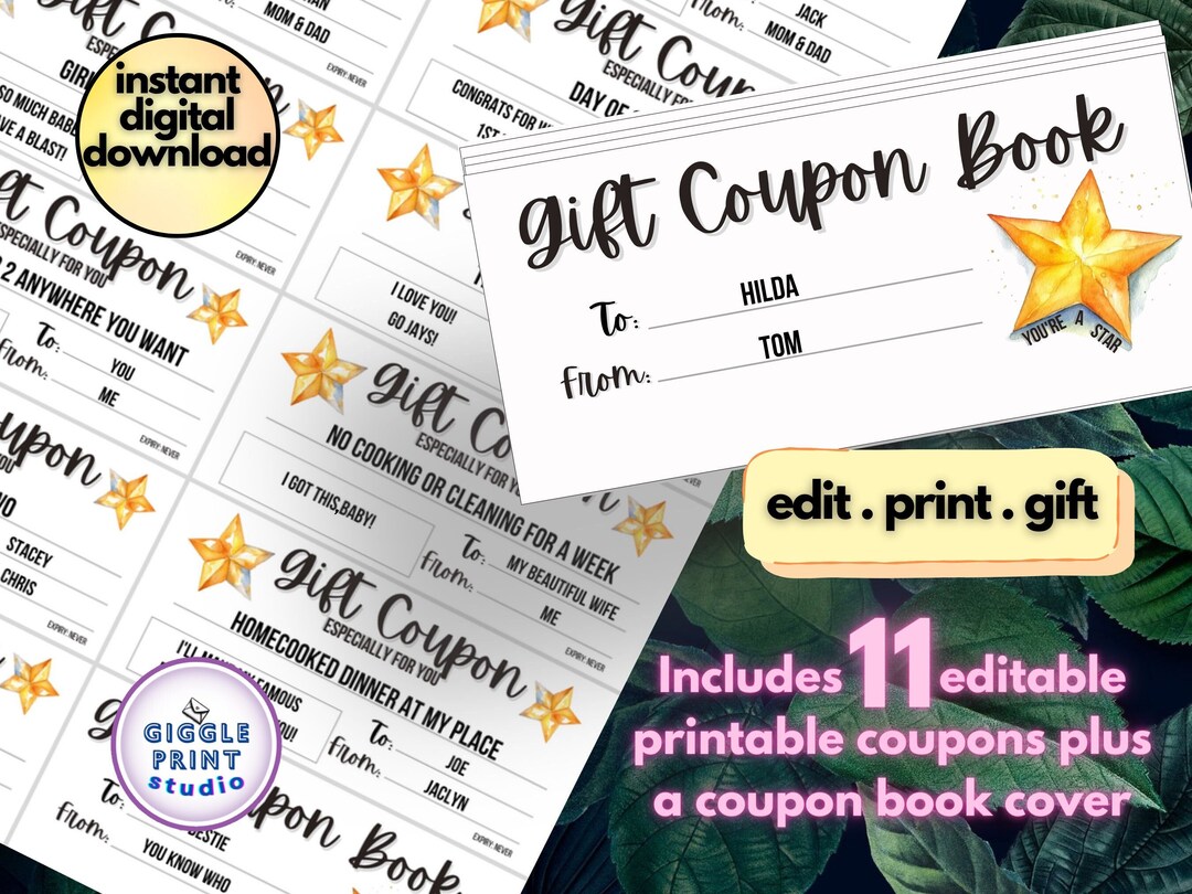 Editable Love Coupons | Personalized Gift Coupon | Custom Gift Voucher ...