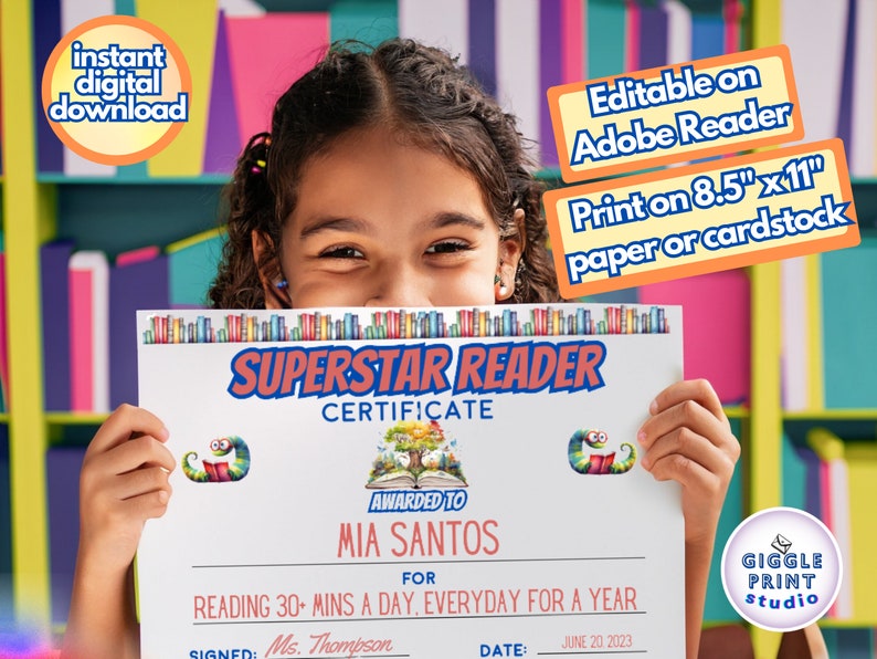 Printable Personalized Award, Kids Editable Certificate, Editable Class ...