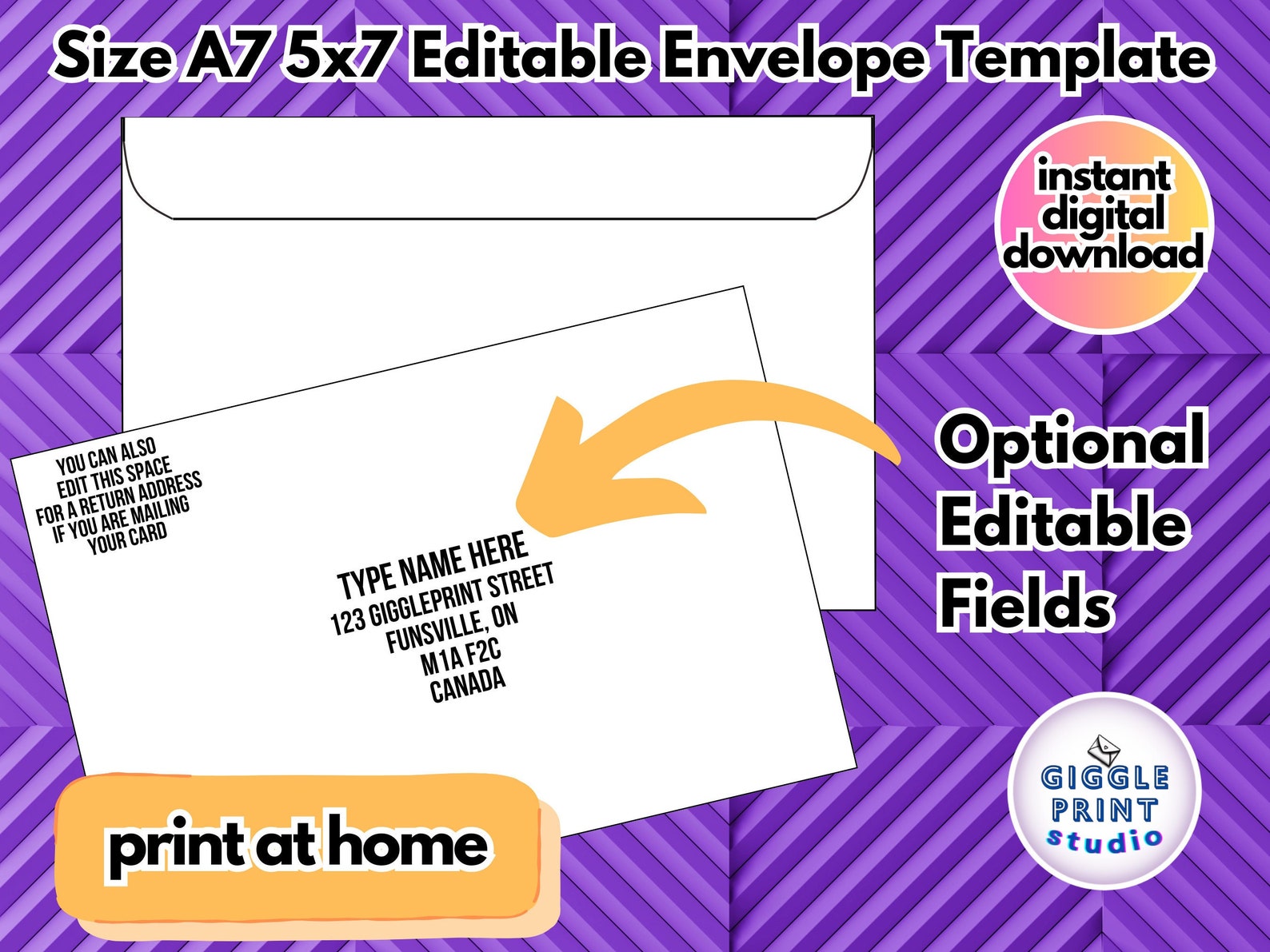 Editable Envelope Template | Custom Envelope Template | Printable 5x7 ...