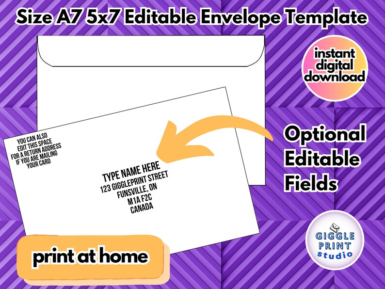 Editable Envelope Template | Custom Envelope Template | Printable 5x7 ...