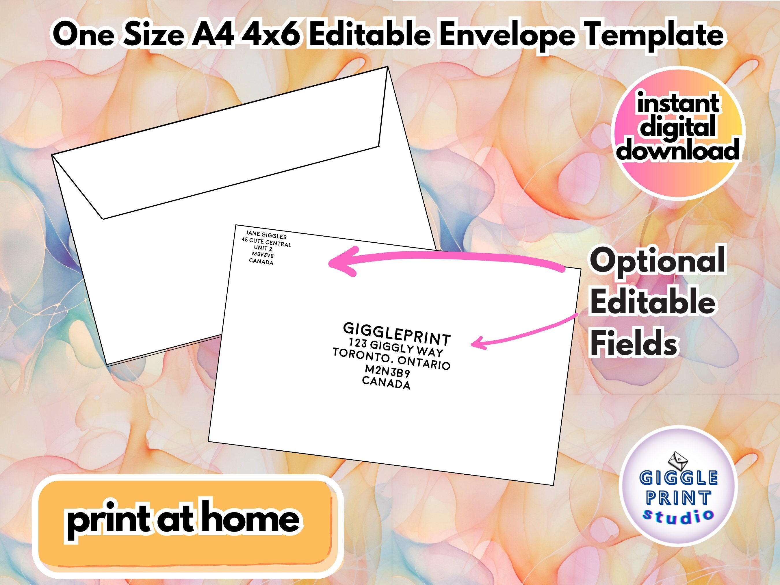 Editable Envelope Template | Custom Envelope Template | Printable 4x6 Envelope Template - Etsy