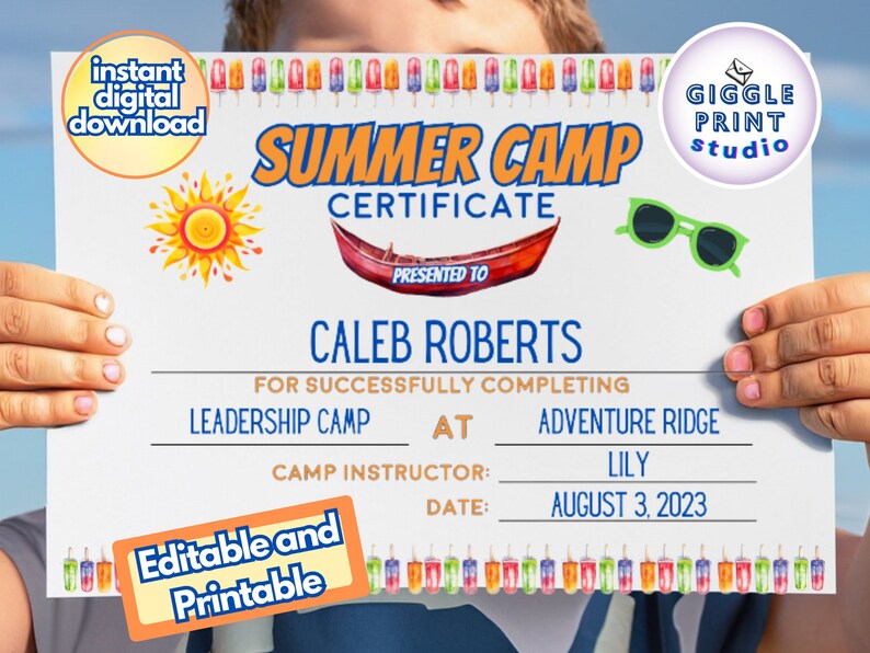 Printable Personalized Award, Kids Editable Certificate, Editable Class ...