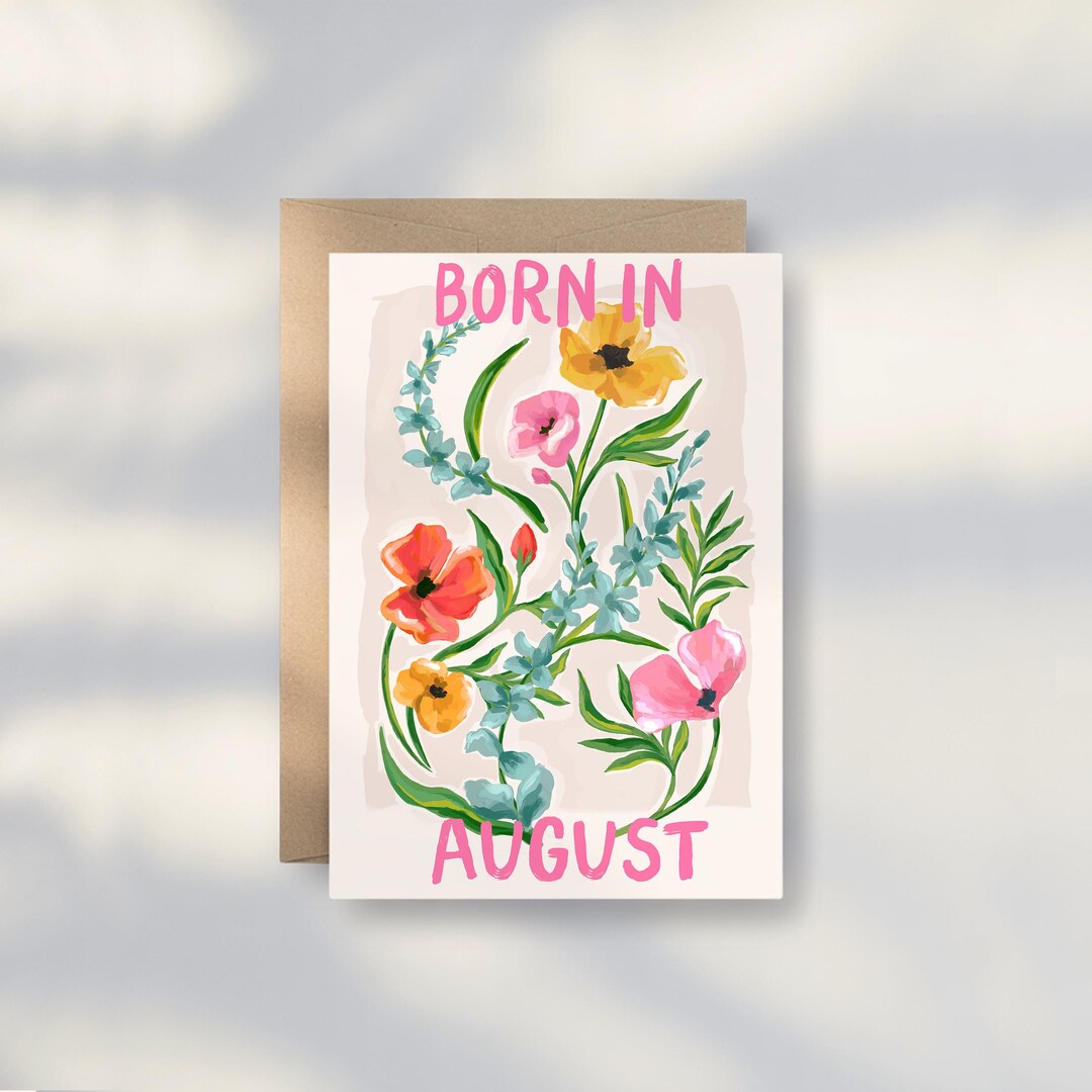 August Birthday Card – Birth Month Flower Greeting Card – Gladiolus ...