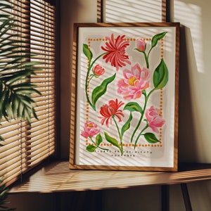 November Birth Month Flower Wall Art - Chrysanthemums and Peonies ...