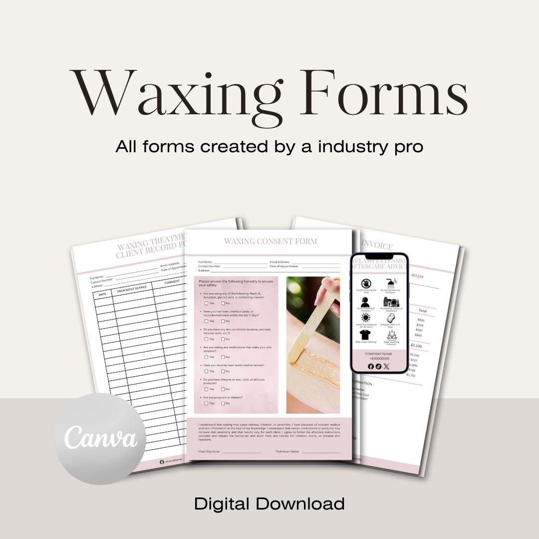 Waxing Consent Forms, Customizable Templates (digital Download) - Etsy