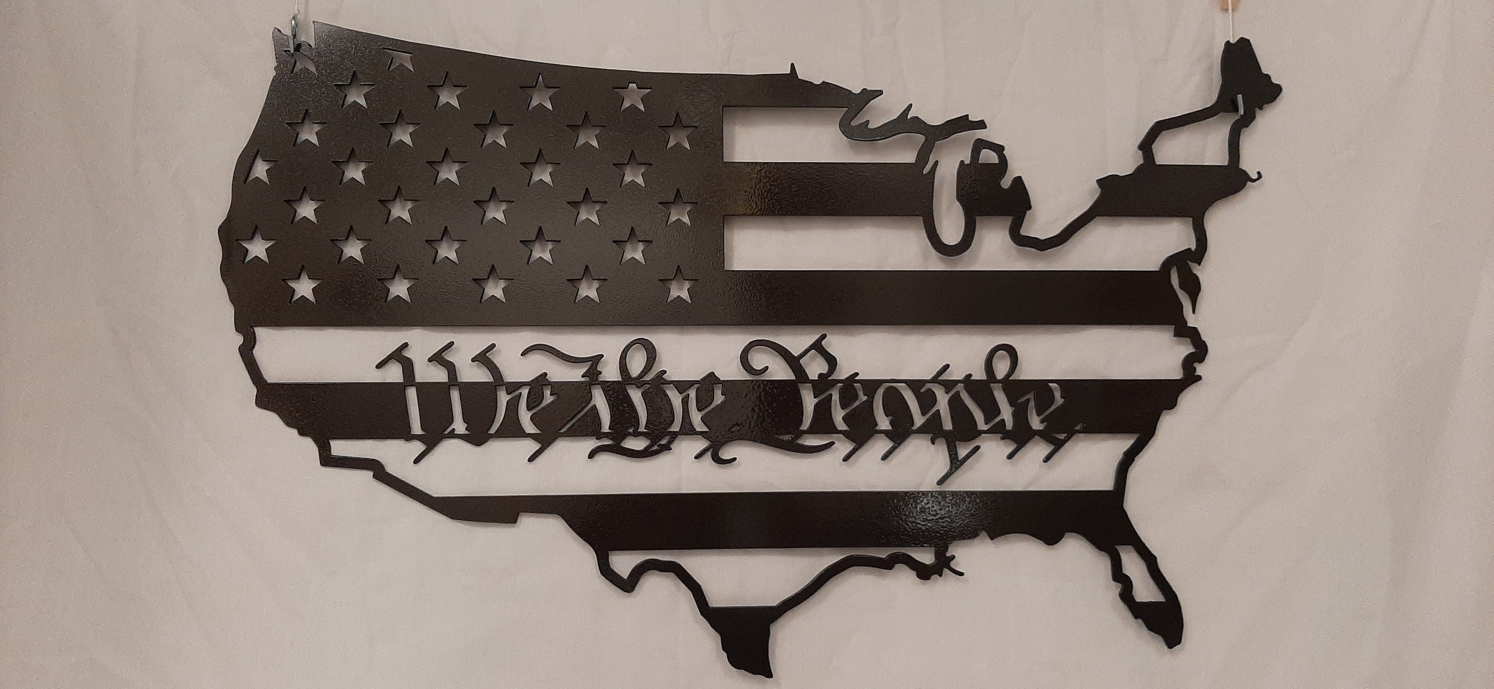 USA Boardered Steel American Flag Hammered Black Metal Sign | Etsy